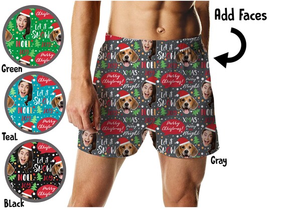 Santa Face Boxers, Funny boxer shorts, Holiday Photo Boxers, Santa ...
