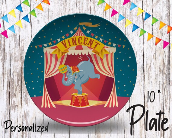Personalized Elephant Circus Plates/Plate for Kids/Baby Elephant ...