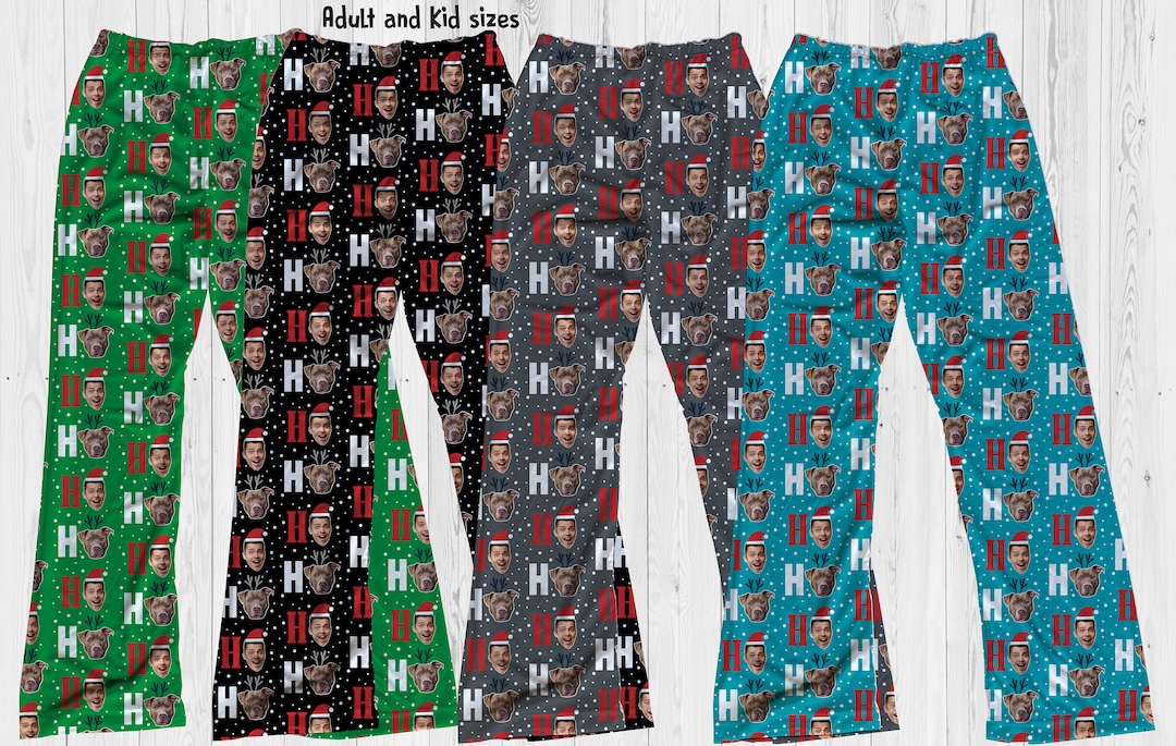 Santa Face Pants, Christmas Photo Pajama Pants, Xmas Hoho Face Pants ...