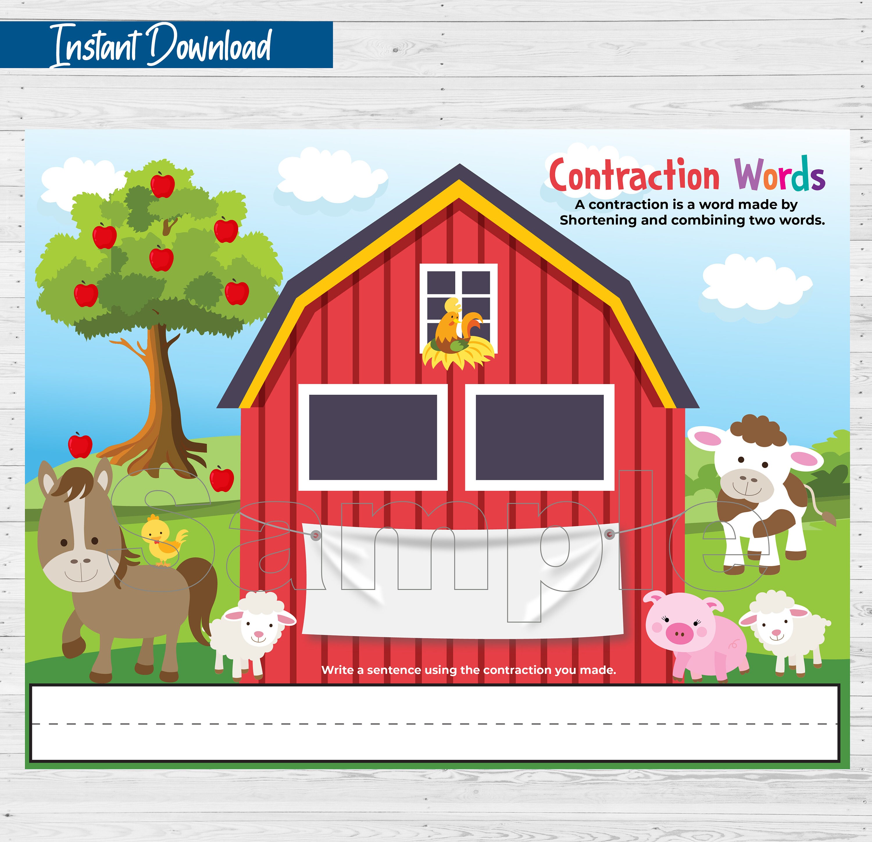 Contraction Activity, Learning to Read, Spelling Practice, Printable ...