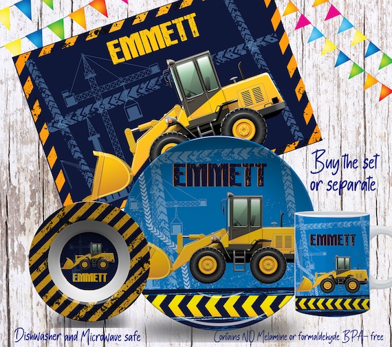 Construction Plate Set/construction Dinnerware/custom Kids - Etsy