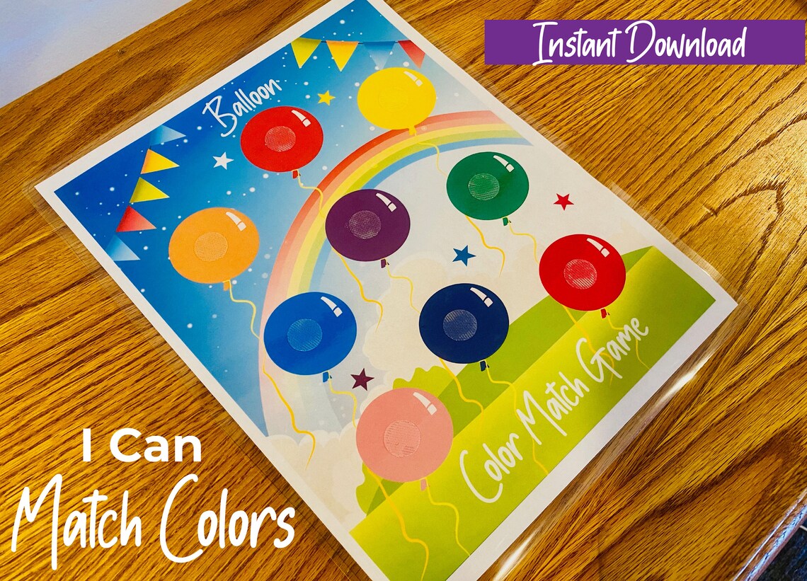 Color Matching Game Color Sorting Game Printable Toddler - Etsy