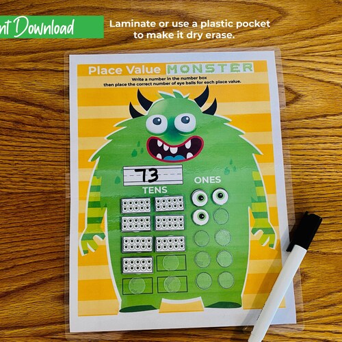 Math Counting Activity Printable Kids Place Value Math Game - Etsy