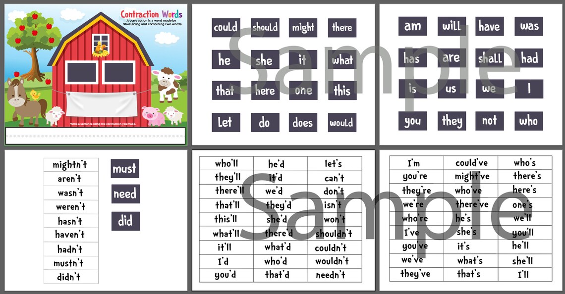 Contraction Activity Learning to Read Spelling Practice | Etsy