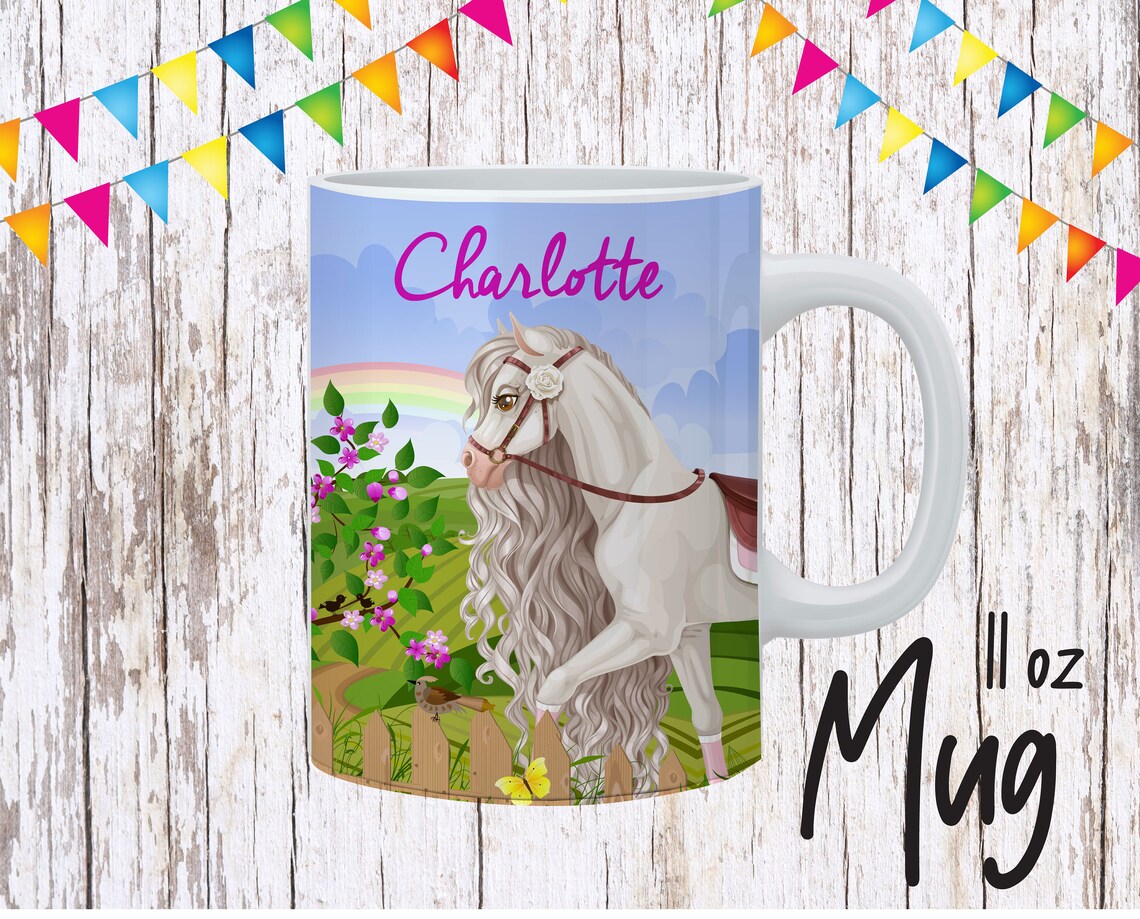 Princess Pony Plate/custom Plate for Kids/ Girls White Horse Dinnerware ...