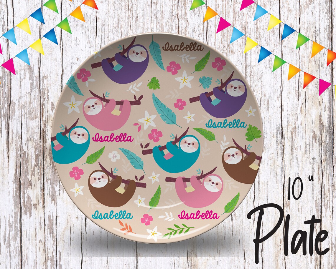 Personalized Sloth Plate/custom Plate for Kids/ Sloth | Etsy