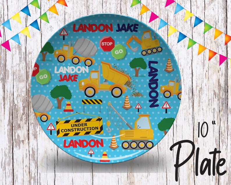 Construction Plate Set/construction Dinnerware/custom Kids - Etsy