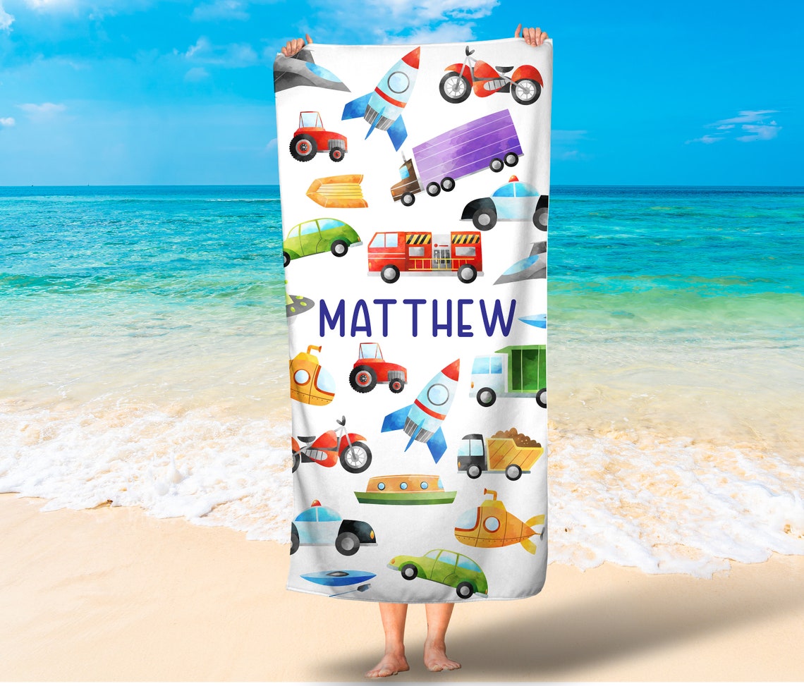 Transportation Beach Towel/trucks, Cars, Planes Beach Towel/kids ...