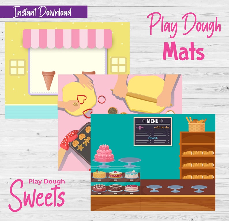 Dough Activity Mat, Fun Printable, Sweets Clay Play, Activity Printable ...