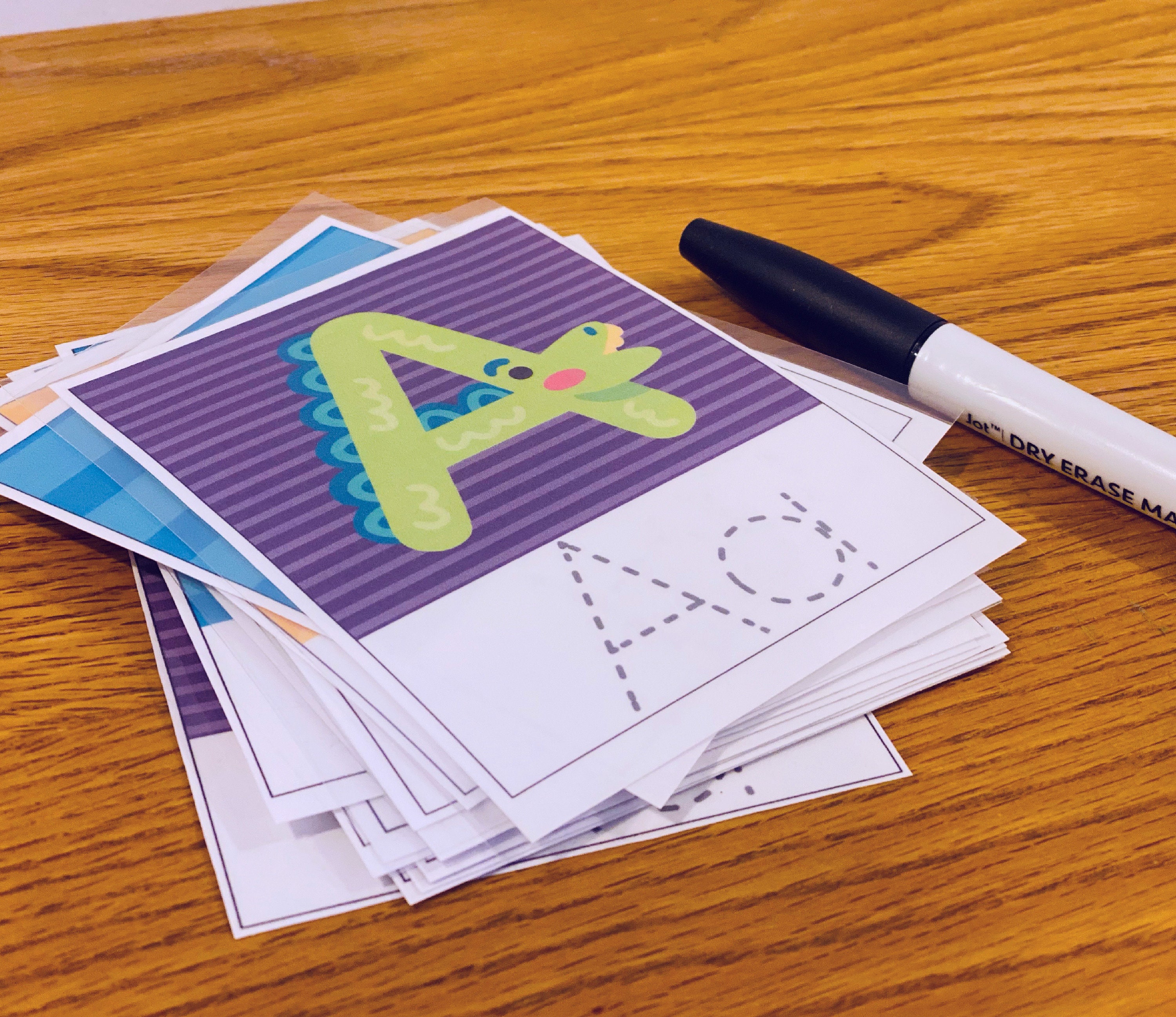 Alphabet Tracing Printable Flash Cardseducational Activity - Etsy
