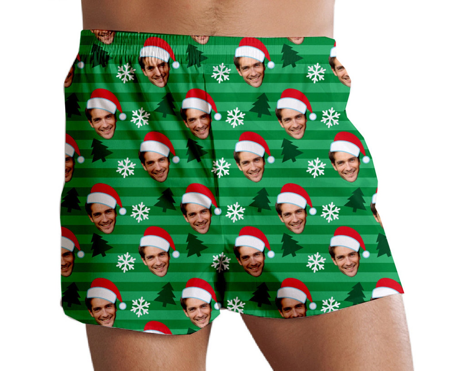 Christmas Face Boxers Santa Face Boxer Shorts Holiday Photo - Etsy