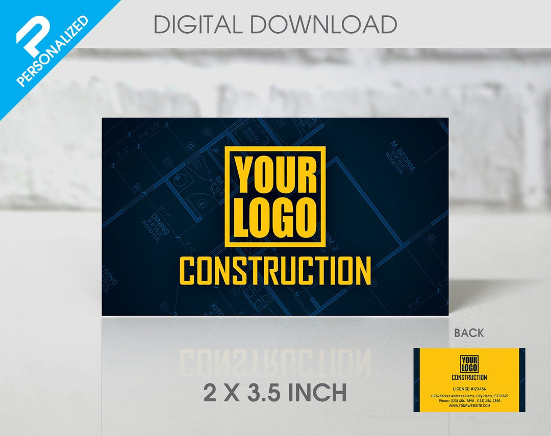 Business Card for Construction/contractor Business (2x3.5 Inch) | High ...