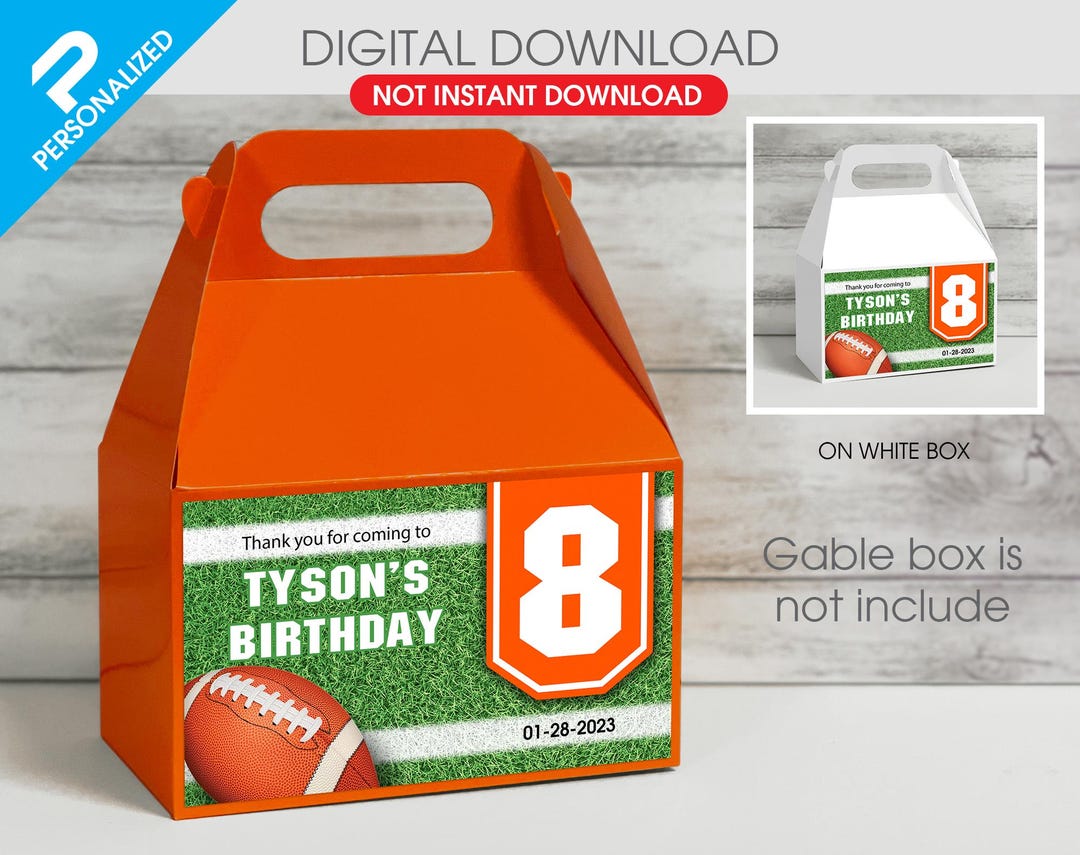 Birthday Label for Gable Box - Football Theme - for Boy - (printable ...