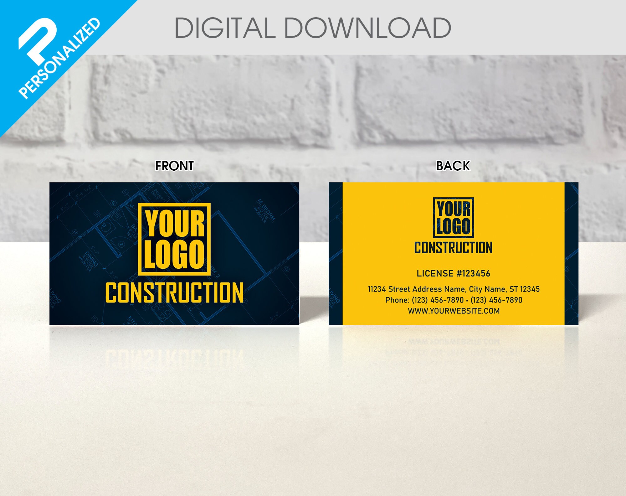 Business Card for Construction/contractor Business (2x3.5 Inch) | High ...