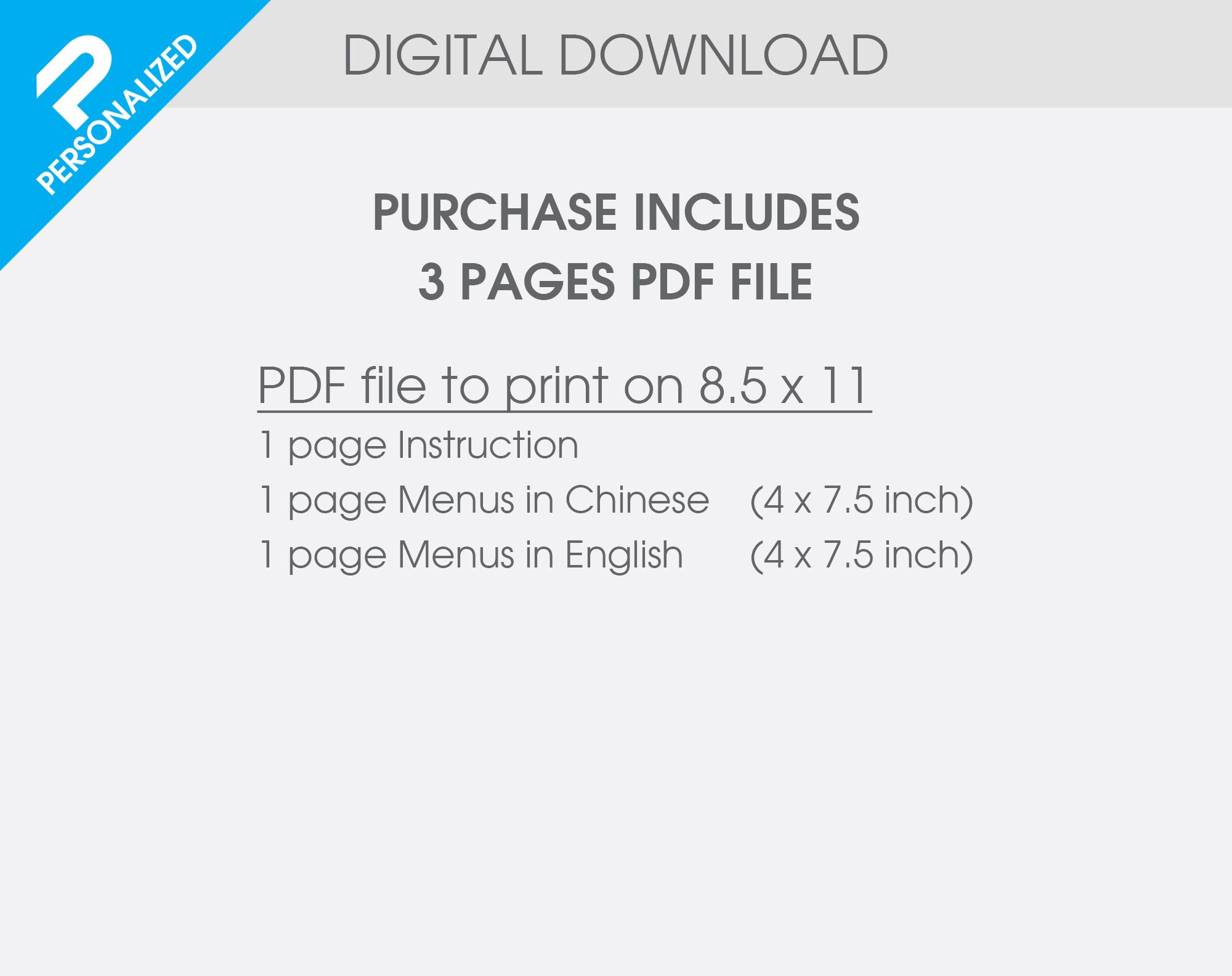 Chinese Wedding Bilingual Menu Cards Chinese and English 4 X 7.5 Inch ...