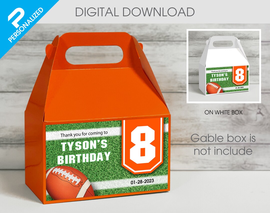 Birthday Label for Gable Box Football Theme for Boy printable PDF File ...