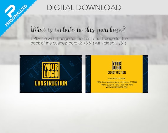 Construction Business Cards Samples