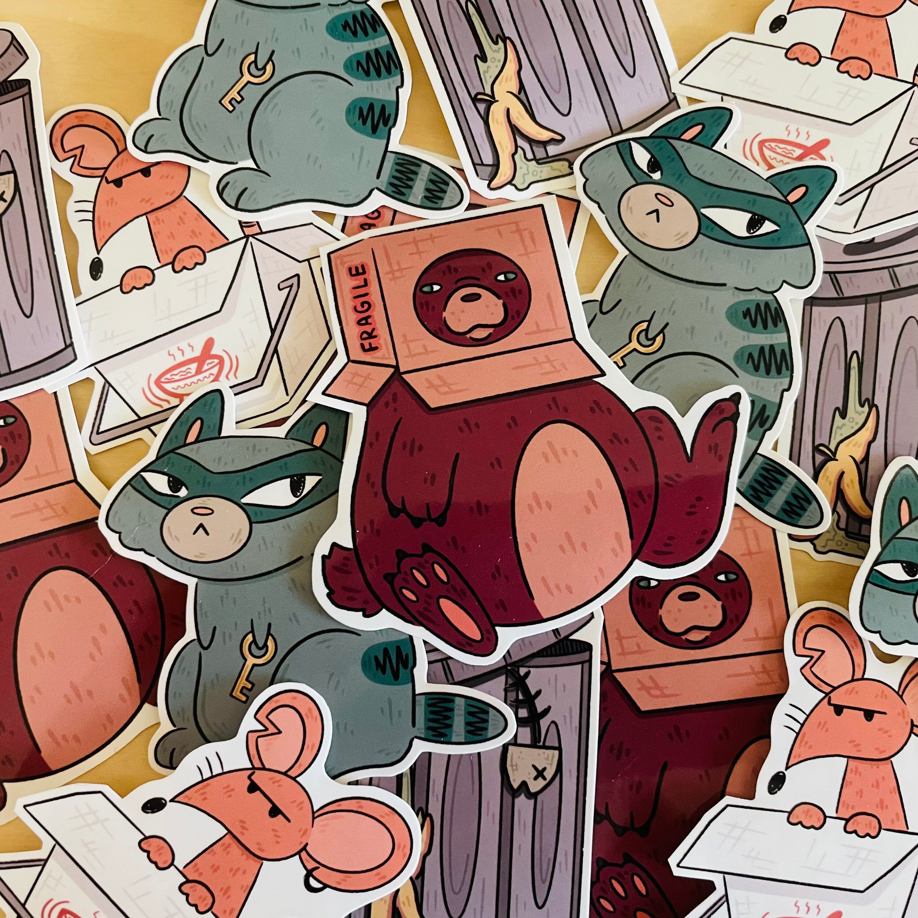 4 Pack Trash Friends / Large Durable Waterproof Vinyl Animal - Etsy España