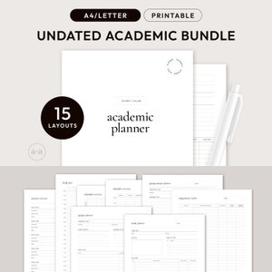 Undated Academic Planner Printable Bundle – Set of 15 | College Student ...