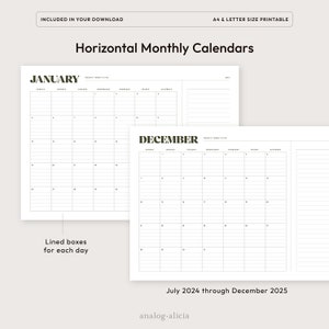 2025 Monthly Calendar Printable | Boho Dated Horizontal Monthly ...