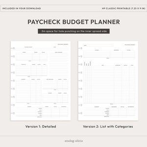 HP Classic Budget by Paycheck Printable in 2 Versions – Simple ...