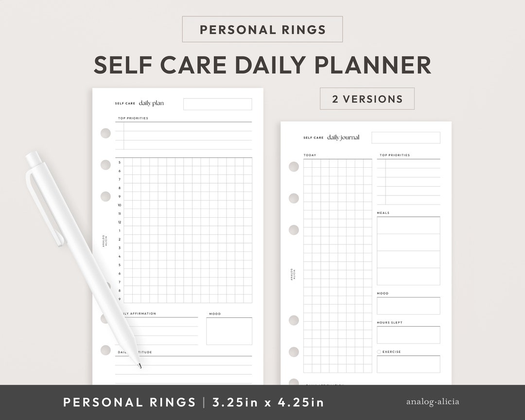 Personal Daily Planner & Journal Self Care Planner Printable Set of 2 ...