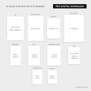 Weekly Dashboard Layout Printable Insert | A5, Half Letter, A6 ...