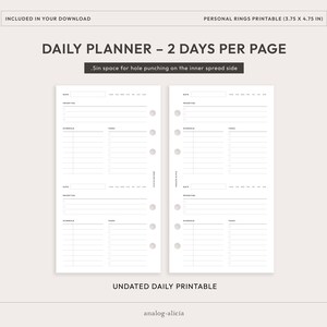 Personal 2 Days per Page Daily Printable With Schedule and Task List ...