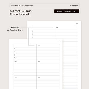 HP Classic 2024 & 2025 Dashboard Layout Weekly Planner Printable | Classic Discbound Weekly ...