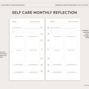 Personal Monthly Reflection Self Care Planner Printable | Monthly ...