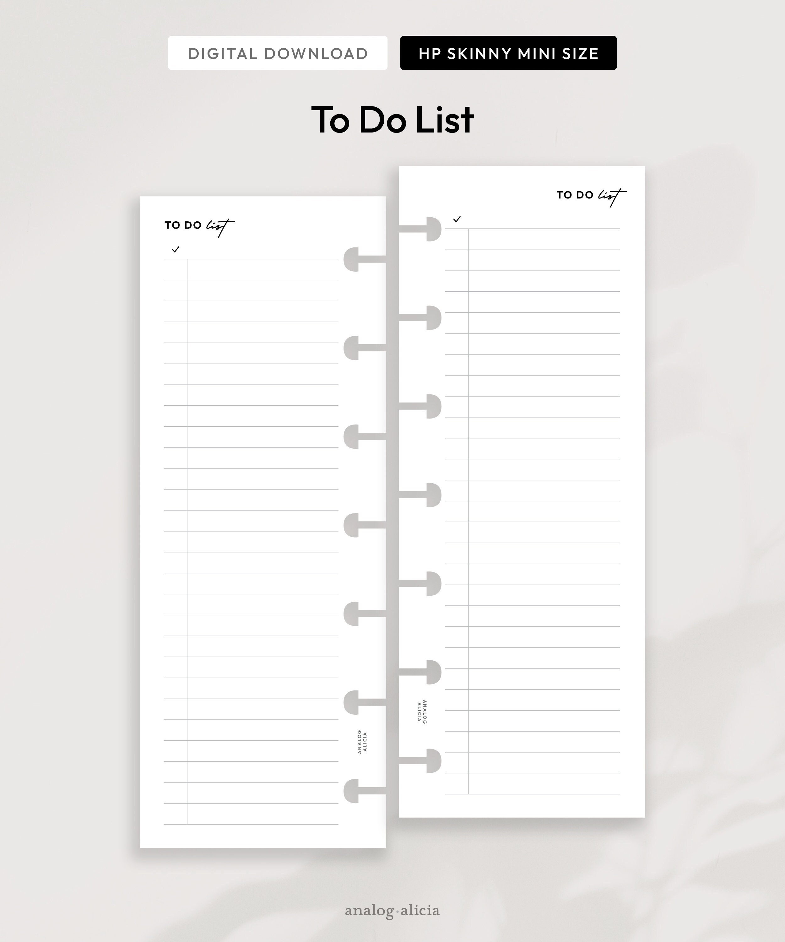 HP Skinny Mini to Do List Printable Planner Insert Digital Download - Etsy