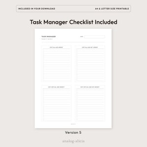 Task Manager Checklist Printable Insert Bundle – Set of 5 | Priority ...