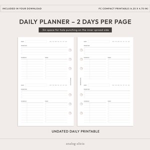FCC 2 Days per Page Daily Printable With Schedule and Task List ...