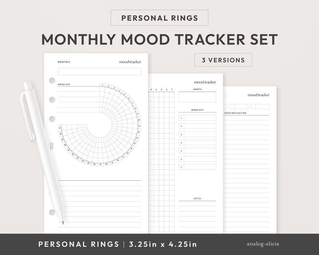 Personal Mood Tracker Printable Set of 3 | Mental Health Habit Tracking ...