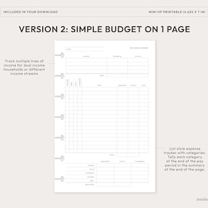 HP Mini Budget by Paycheck Printable in 2 Versions – Simple and ...