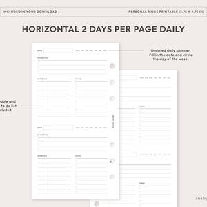 Personal 2 Days per Page Daily Printable With Schedule and Task List ...
