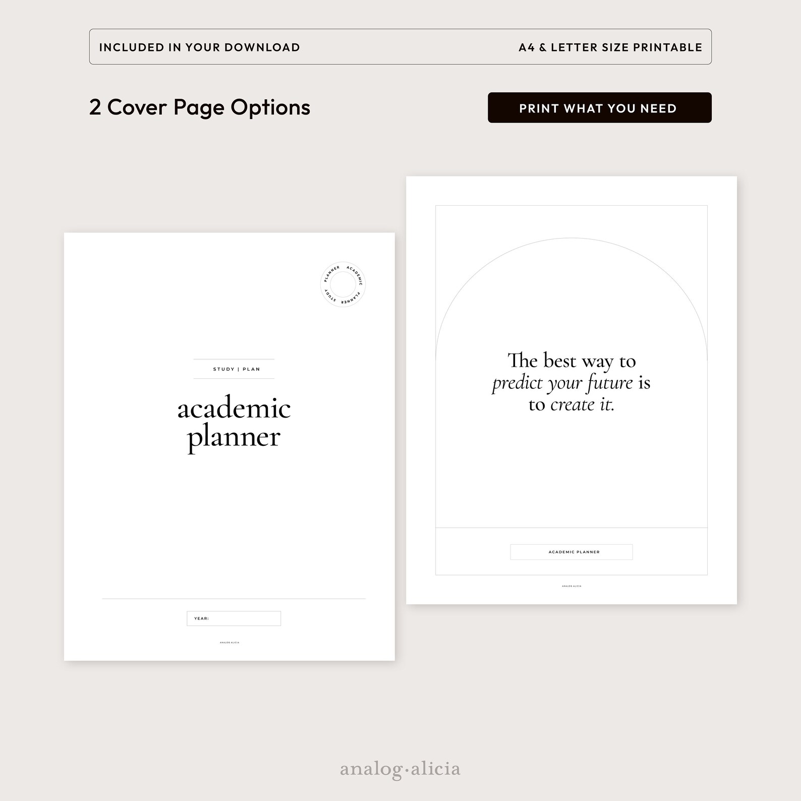 Undated Academic Planner Printable Bundle – Set of 15 | College Student ...