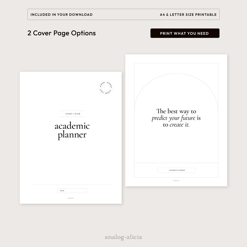 Undated Academic Planner Printable Bundle – Set of 15 | College Student ...