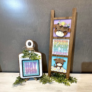 Full Size Spring Ladder Inserts, Seasonal Decor, Interchangeable Signs ...