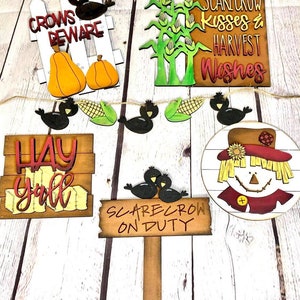 Scarecrow Tiered Tray, Tiered Tray Decor, Fall Wood Sign, Fall ...