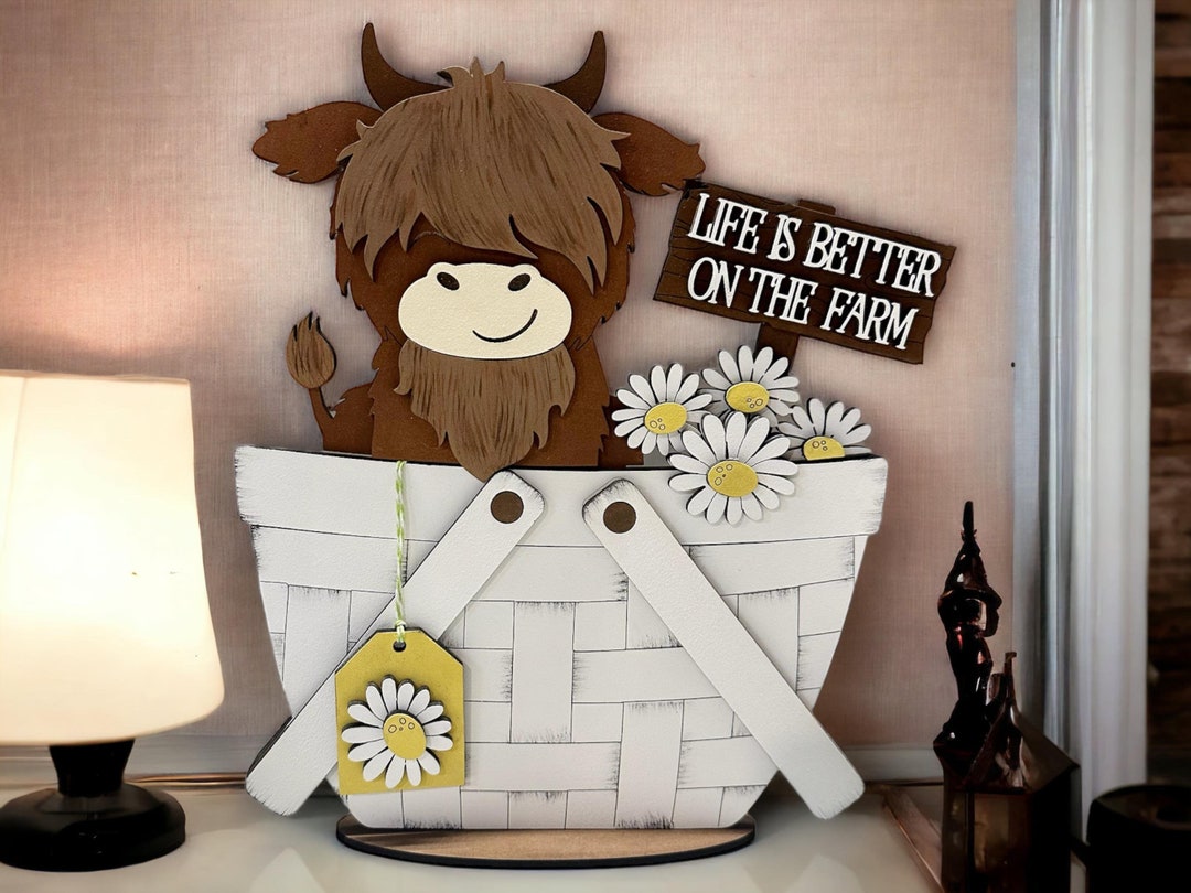 Highland Cow Interchangeable Basket, Everyday Decor, Seasonal, All ...