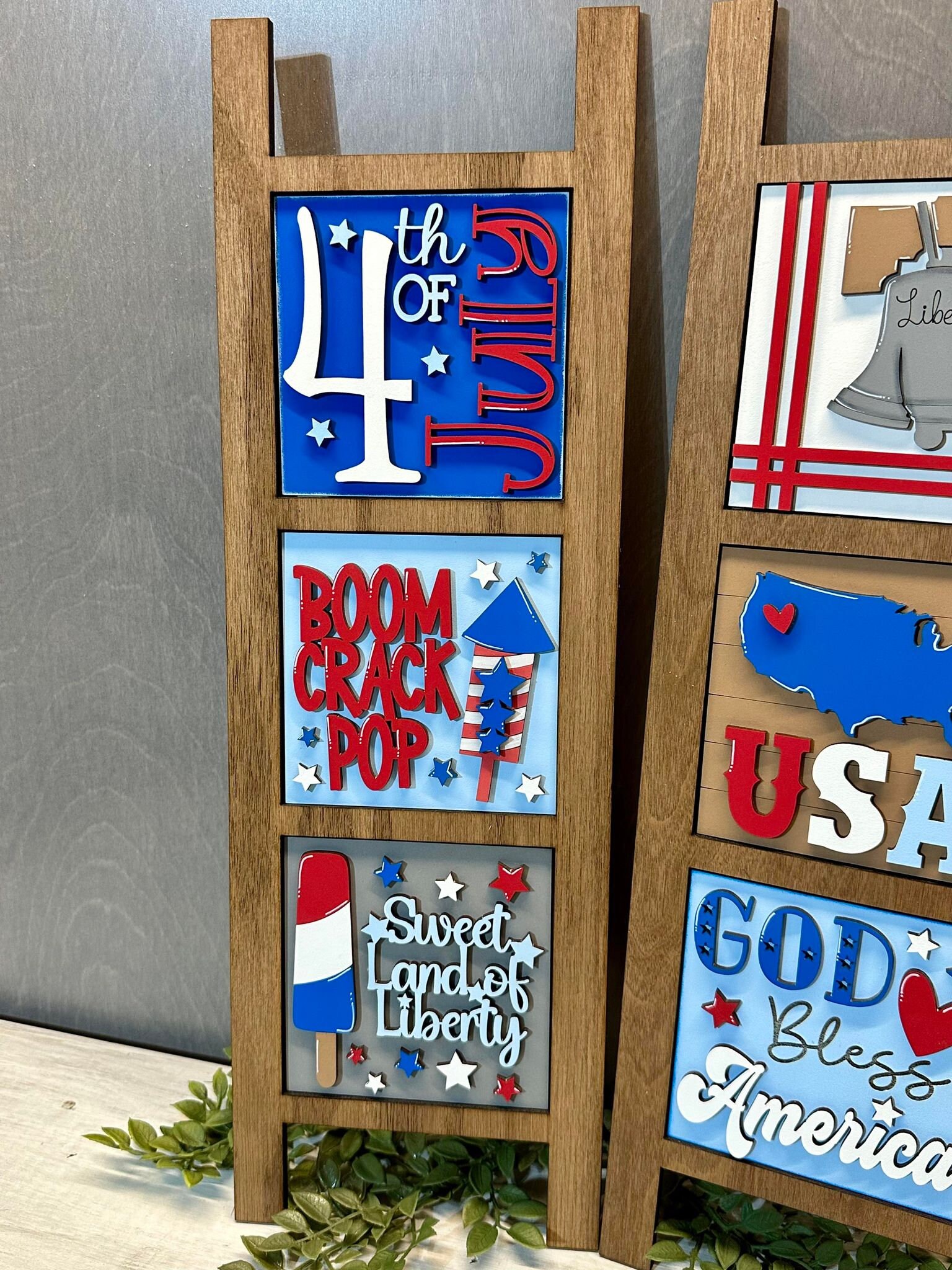Full Size Fourth of July Ladder Inserts, Seasonal Decor ...