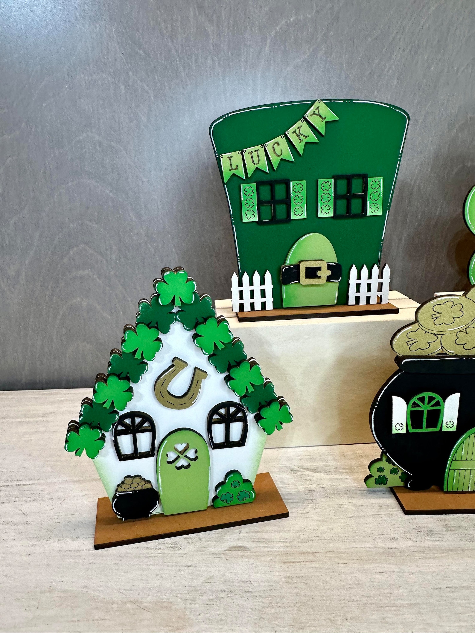 St Patrick's Day Village, Custom Houses, Seasonal Decor, Bundle or ...