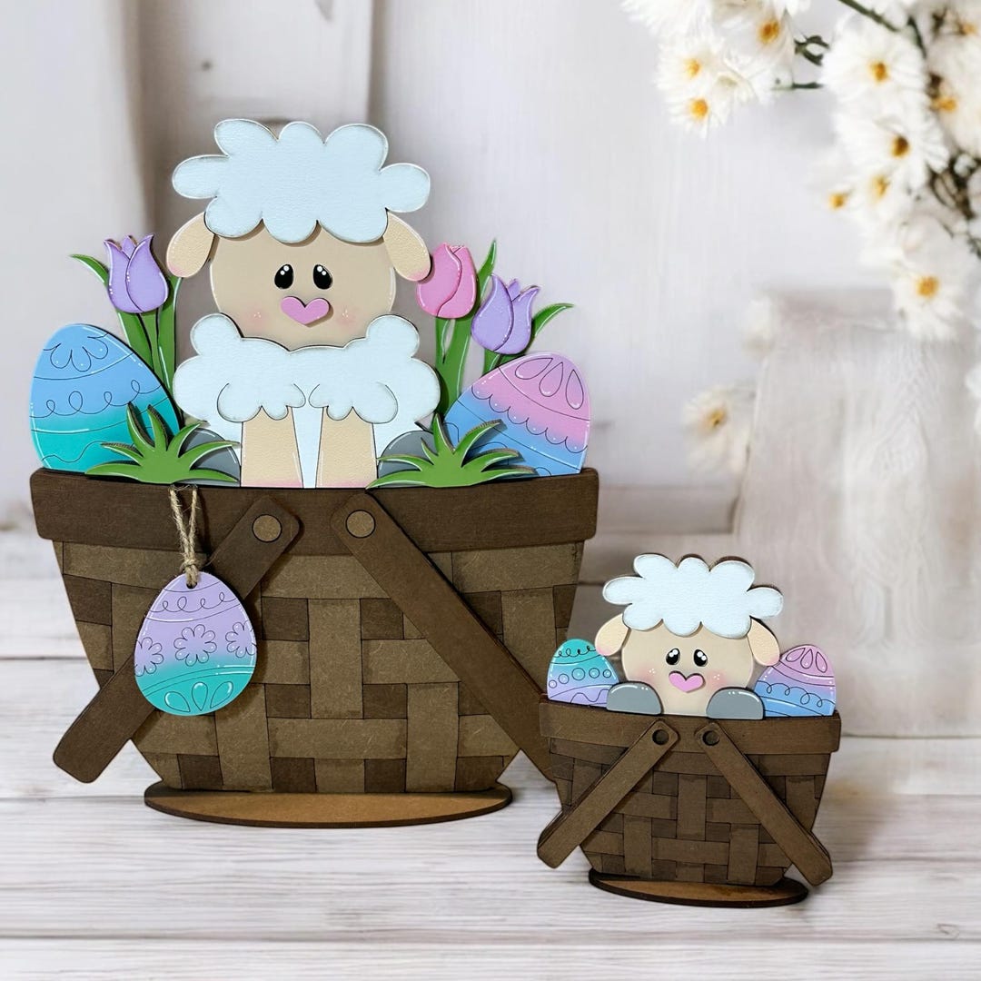 Easter Lamb FULL AND MINI Interchangeable Basket, Spring Decor ...