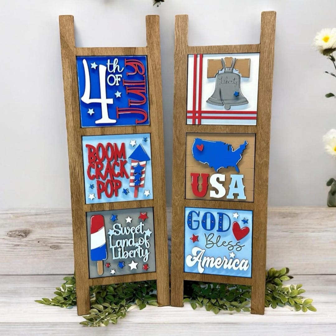 Full Size Fourth of July Ladder Inserts, Seasonal Decor ...