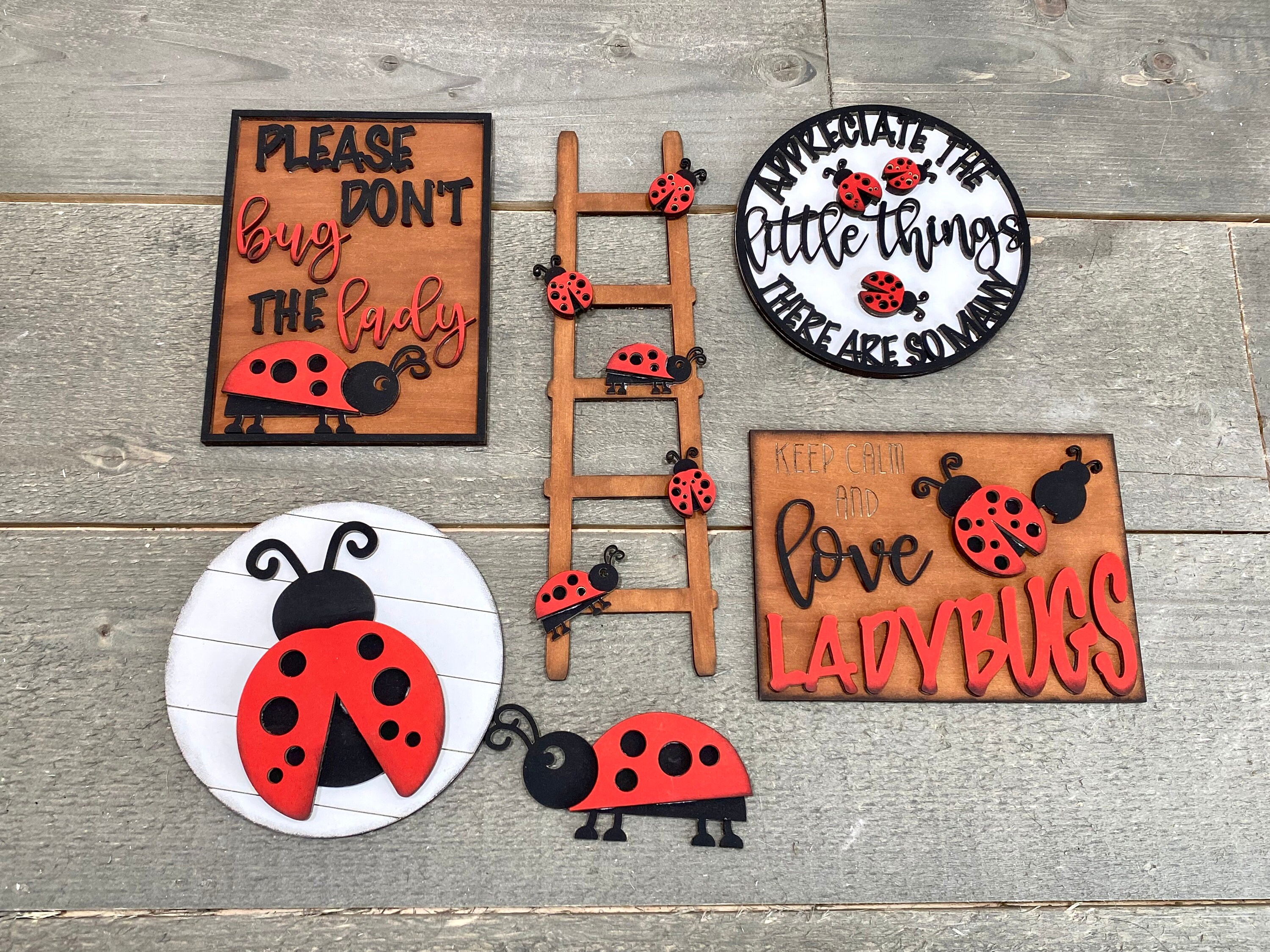 Ladybug Tiered Tray, Summer or Spring Decor, Farmhouse Tray - Etsy