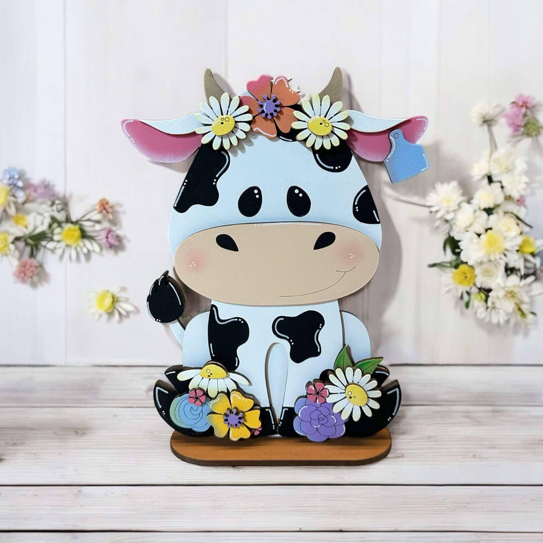 Spring Dairy Cow, Spring Decor, Tiered Tray Decor, Spring Decor - Etsy