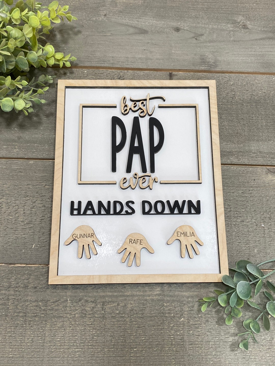 Hands Down Fathers Day Sign, Personalized Fathers Day Gift, Can Be Made ...