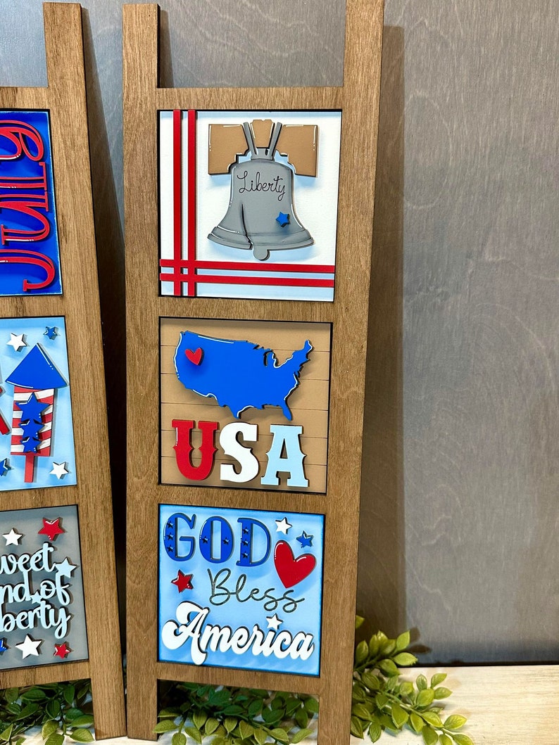 Full Size Fourth of July Ladder Inserts, Seasonal Decor ...