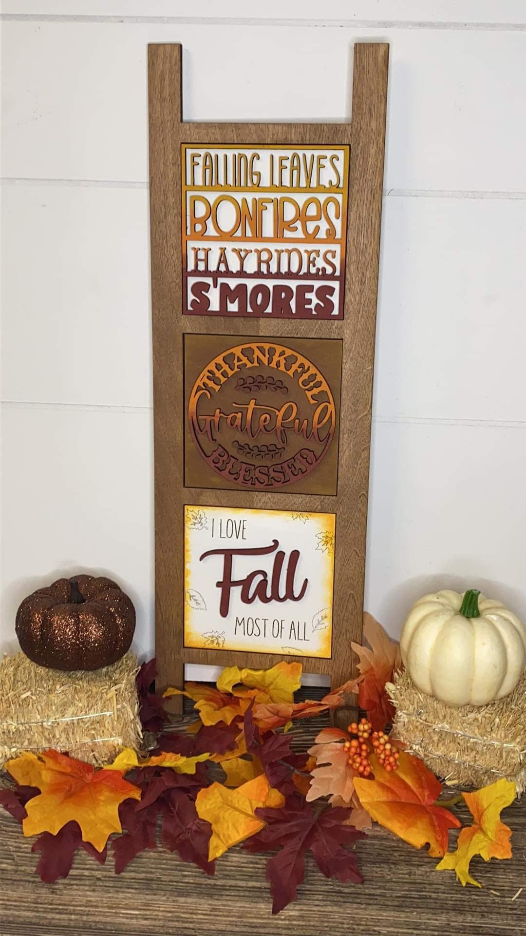 Full Size Fall Leaning Ladder Interchangeable Sign Farmhouse - Etsy